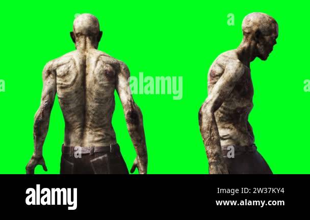 Zombie animation. Phisical motion blur. Realistic green screen 4k ...