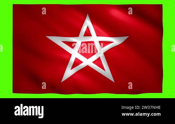 Star symbol on the red flag on green screen for chroma key Stock Video ...