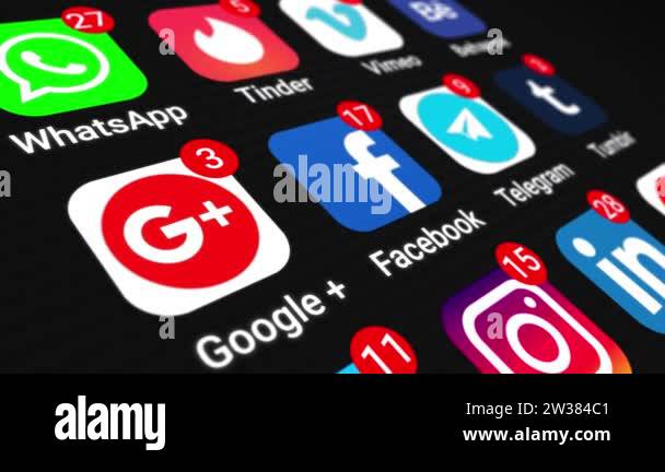 Motion graphic video animation illustrating social media apps with ...