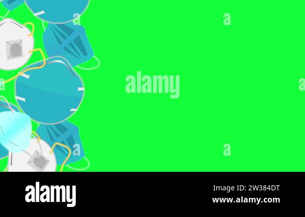 animation of face mask antivurs pretection green screen chroma key flat ...