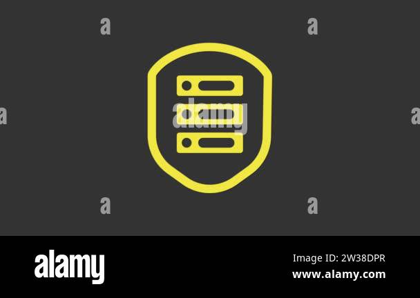 Yellow Server with shield icon isolated on grey background. Protection ...