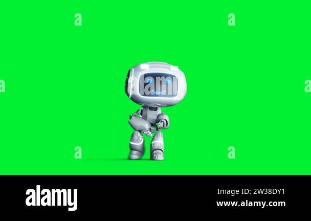 White smiling toy robot animation. Phisical motion blur. Realistic ...