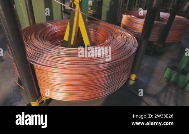 Modern cable manufacturing, cable factory. Copper cable production ...