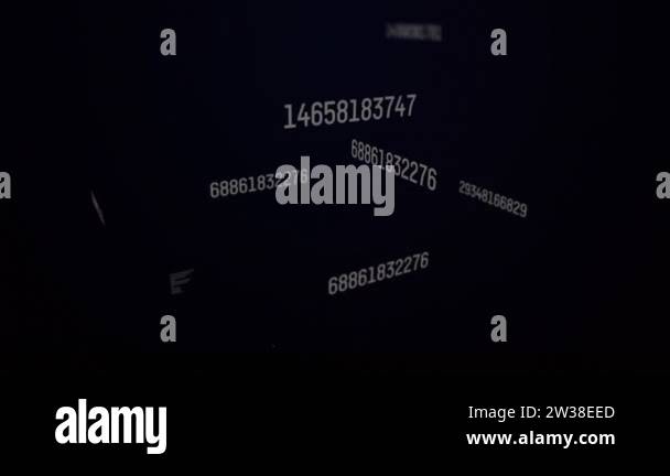 Digital composition of multiple changing numbers floating over syringe falling against black ...