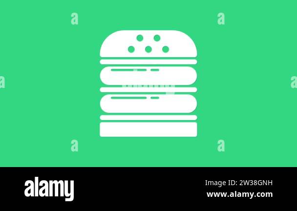 White Burger icon isolated on green background. Hamburger icon ...
