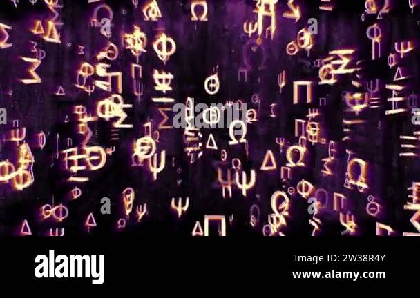 Greek characters flying in 3D space Stock Video Footage - Alamy