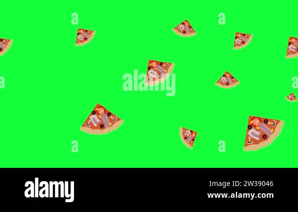 Slices of pizza looping animation elements on green screen chroma key ...