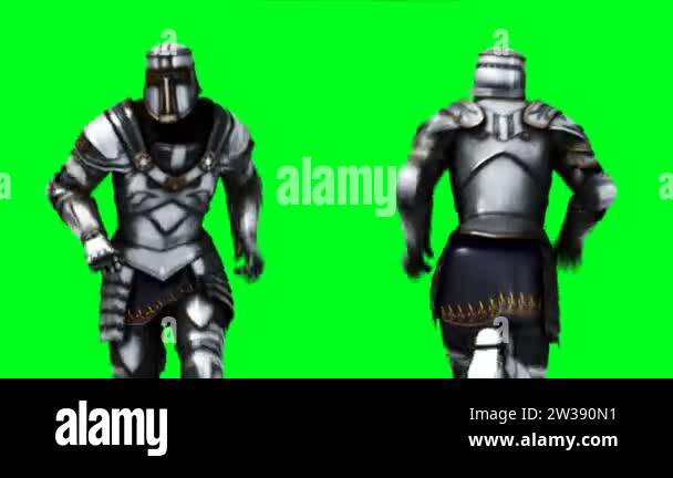 Knight animation. Phisical motion blur. Realistic green screen 4k ...