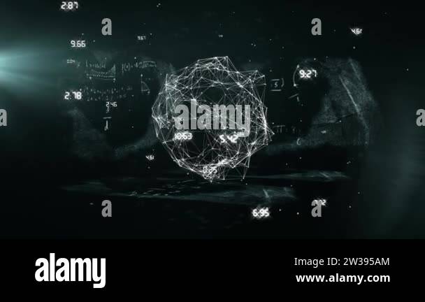 Animation Of A Web Of Connections With Numbers Floating Over Three