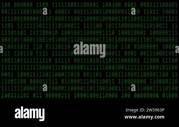 Abstract motion over varying green binary code background in 4K ...