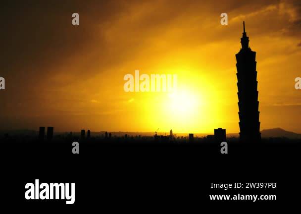 4k Wonderful landscape with sunset and orange sky on the Elephant ...