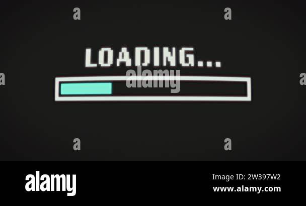Animation of flickering loading and error text and bar on black ...