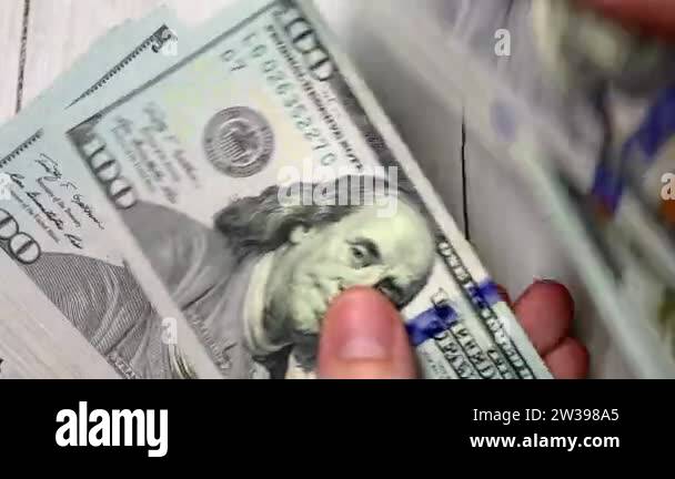 Counting stack of money, 100 dollar bill Stock Video Footage - Alamy