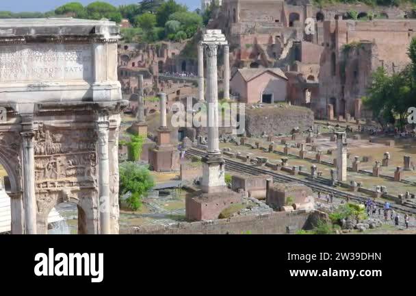 Basilica Julia at the Roman Forum in Rome. The ruins of ancient Rome ...