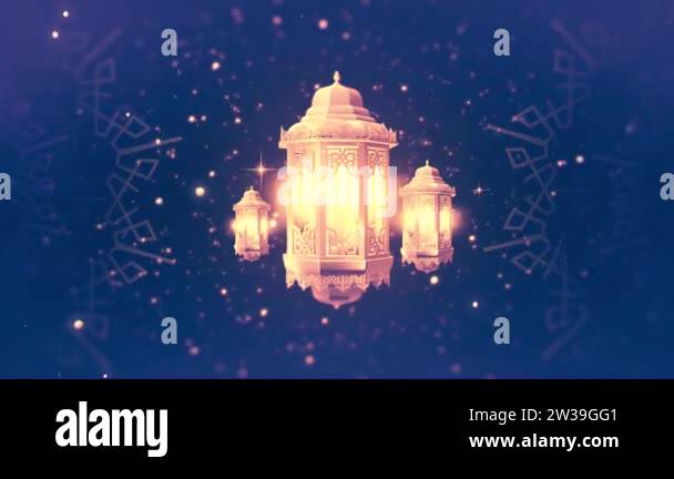 Ramadan candle moroccan lanterns on dawn sky background with glowing ...