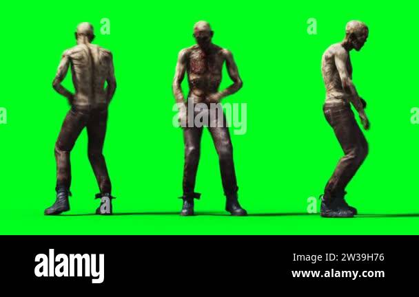Zombie animation. Phisical motion blur. Realistic green screen 4k ...