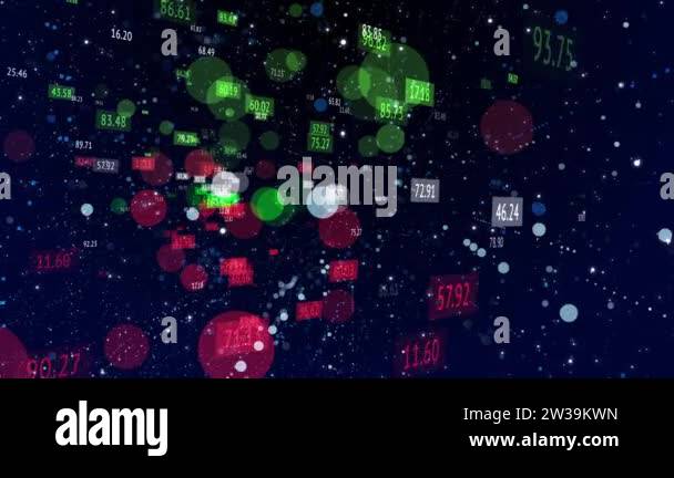 Modern data grid with running green and red numbers for business and ...