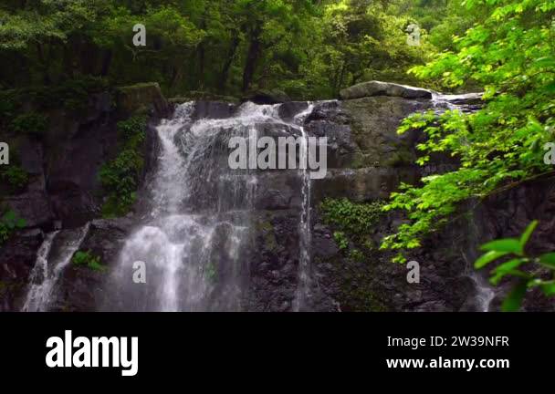 Slow motion natural beauty Virgen waterfall, view of nature. Beautiful ...