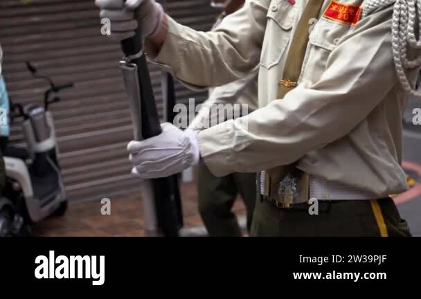 Taipei, Taiwan-19 June, 2018: Slow motion of soldier marching in ...
