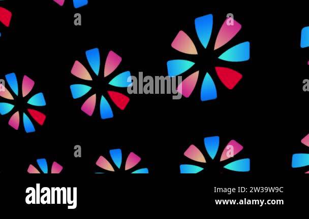 Color pattern with geometric shapes on a minimal black background ...