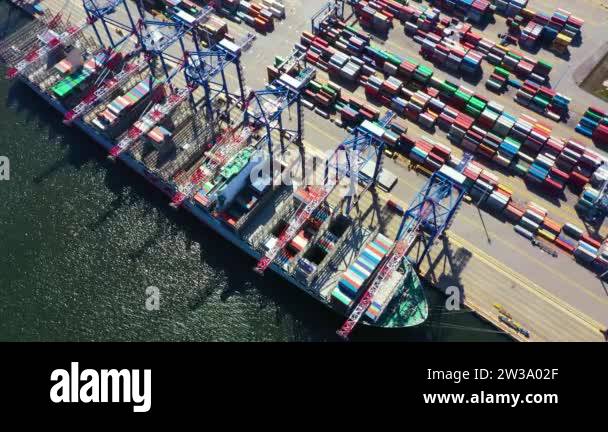 Container ship from sea port working for delivery containers shipment ...