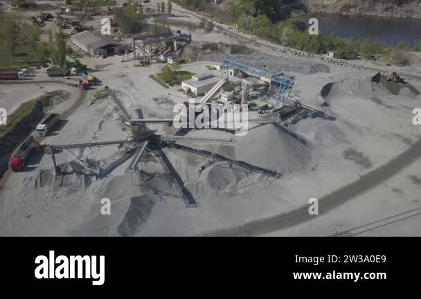 Extraction, washing, sorting and distraction of river gravel. Mining ...