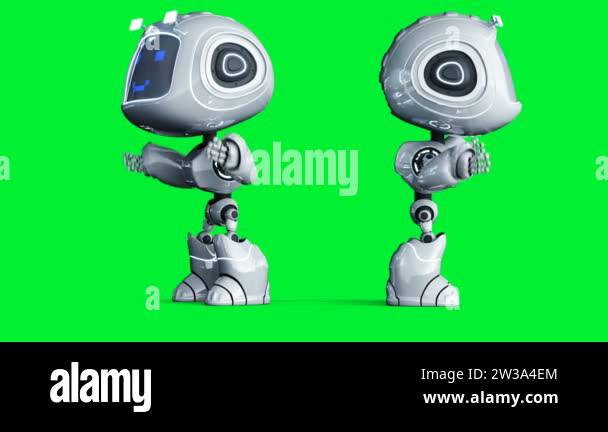White smiling toy robot animation. Phisical motion blur. Realistic ...