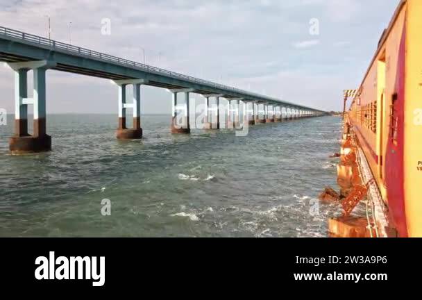 Rameshwaram, India - Circa December 2019. View of Pamban bridge in ...