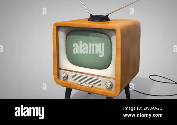 Retro TV, Wooden Style Vintage television receiver with Green Screen ...