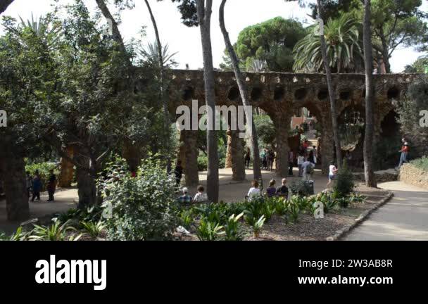 Park Guell, a municipal garden designed by Antoni Gaudi. Built in 1900 ...
