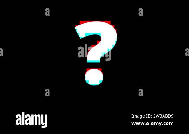 Question Mark On Vintage Twitched Television Screen Animation of a ...