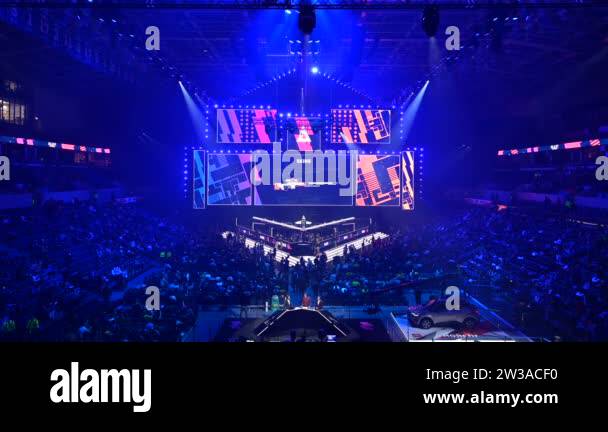 MOSCOW, RUSSIA - 14th SEPTEMBER 2019: esports gaming event. Big crowd ...
