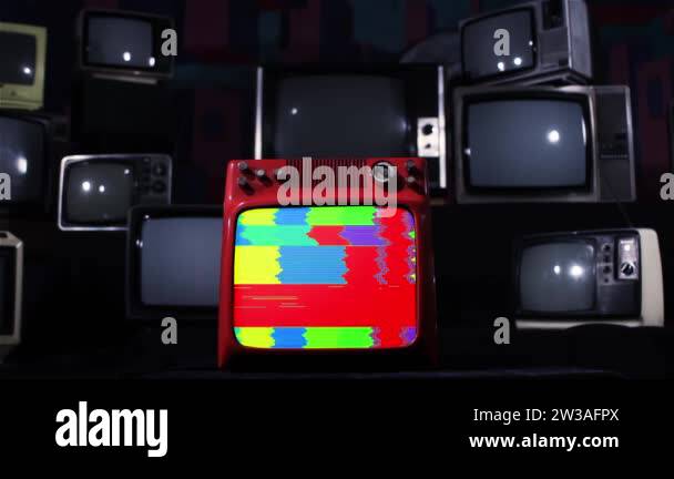 Retro TV with Color Bars over a Stacked Retro TVs. Colorama Tone Stock ...