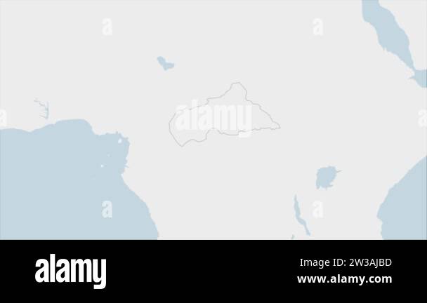 Central African Republic map highlighted in CAR flag colors and pin of ...