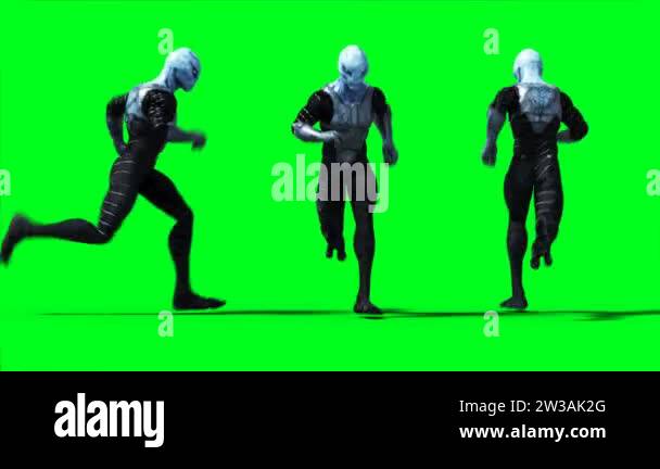 Military alien animation. Phisical, motion blur. Realistic 4k green ...