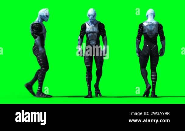 Military alien animation. Phisical, motion blur. Realistic 4k green ...