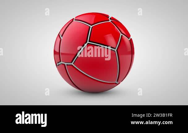 3D rendering of an abstract red sphere divided into segments. Segments ...