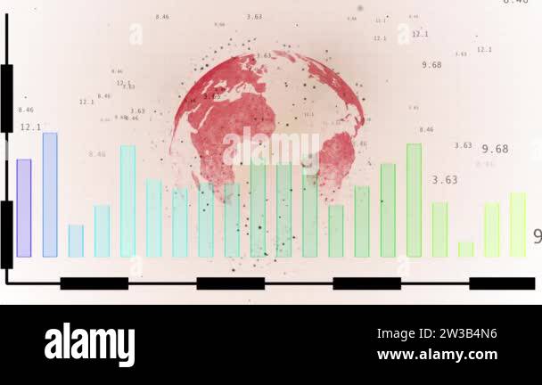 Background for broadcasting. Abstract red planet and candlestick chart ...