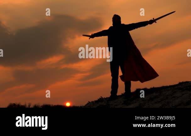 free man plays superhero. game of Roman legion. free male knight prays ...