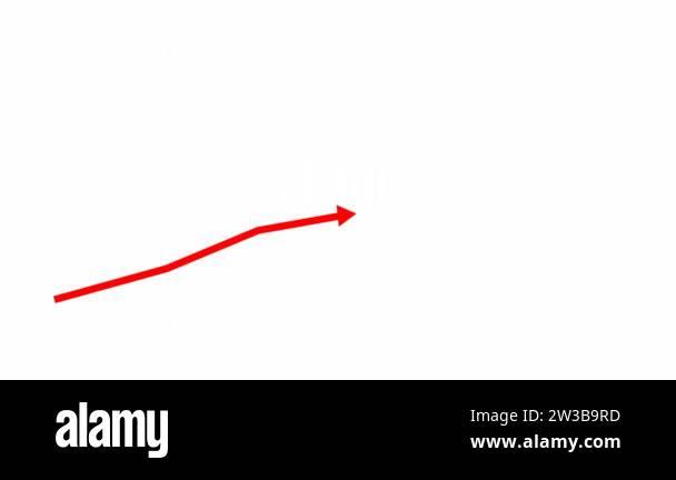 Animated financial red growth chart with trend line graph. Growth bar ...