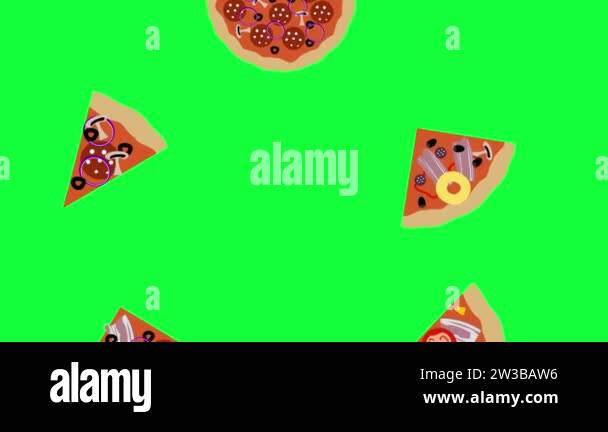 Seamless looping of Pizza and slices animation elements, on green ...