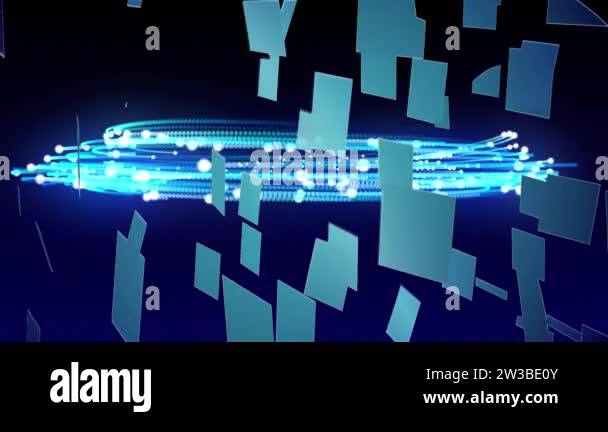 Animation of cloud symbol forming from floating squares with glowing ...