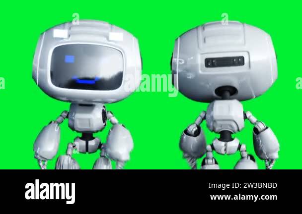 White smiling toy robot animation. Phisical motion blur. Realistic ...