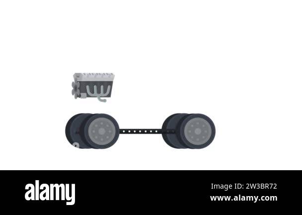 Structure of the car. The Assembly of the car. Auto parts, animated ...