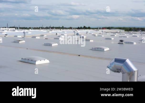 Ventilation system on the industrial building roof, HVAC. Themes of ...