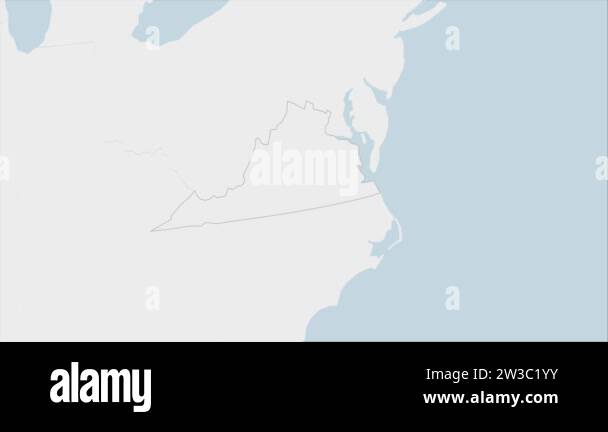 US State Virginia map highlighted in Virginia flag colors and pin of ...