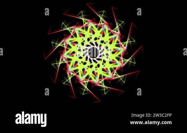 Shimmering lights and slowly changing mandala shapes. Stock animation. Abstract round figure ...
