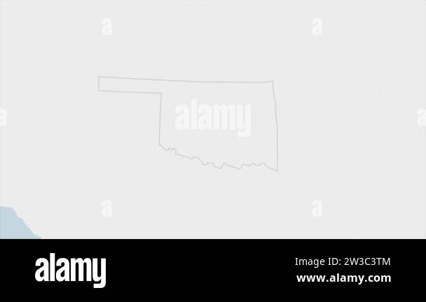 US State Oklahoma map highlighted in Oklahoma flag colors and pin of ...