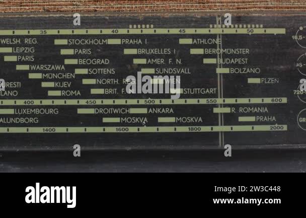 Close-up collector tunes radio to radio wave. High-end audio equipment ...