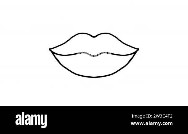 Two style of lips kissing including doodle style and red lips style ...